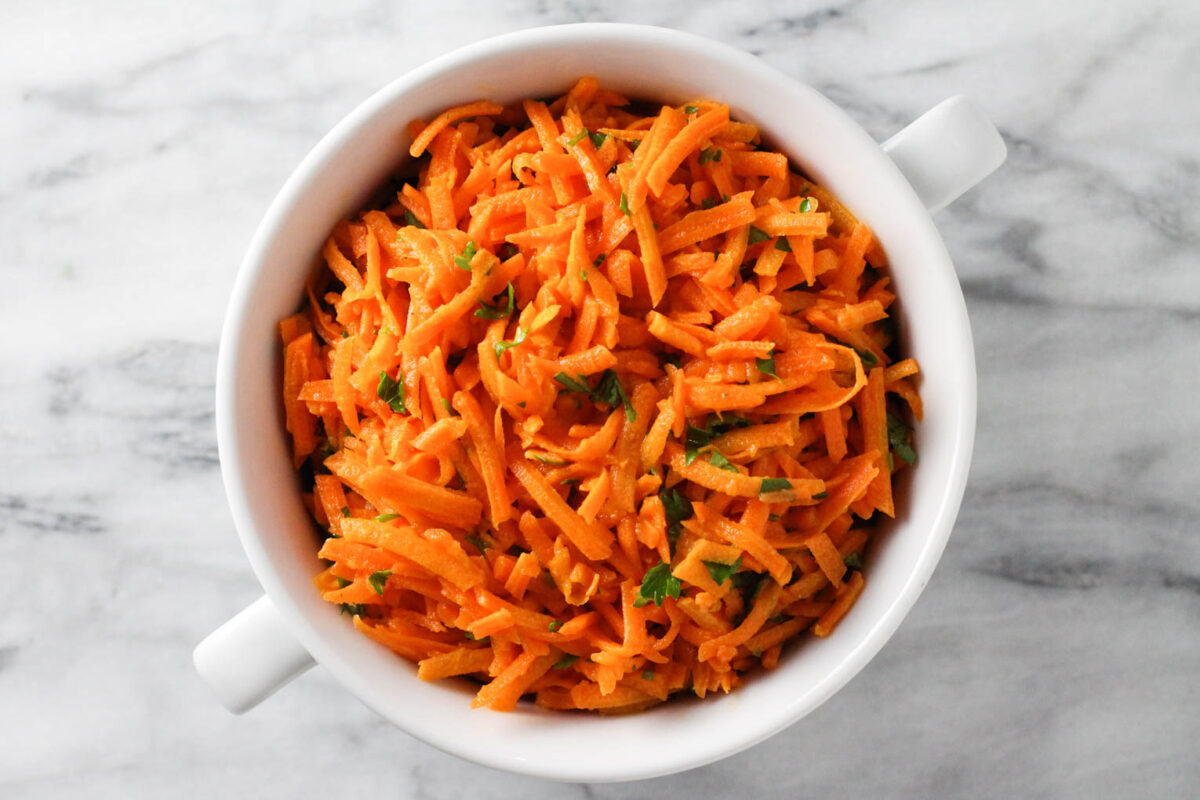 French Grated Carrot Salad Recipe (Carottes Râpées) | MariaUshakova.com