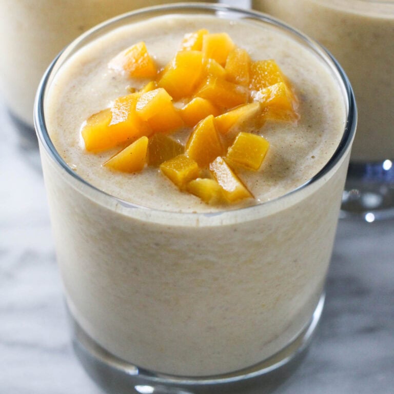 Easy Peach Banana Smoothie Recipe (So Creamy!) | MariaUshakova.com